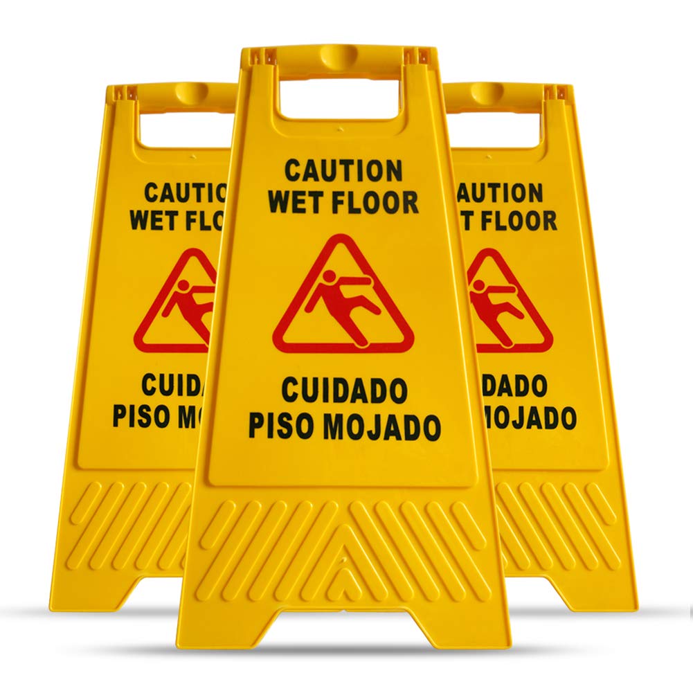 Buy MYSBIKER Caution Wet Floor Sign, 3 Pack Floor Safety Sign, Cuidado ...