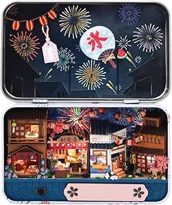 DIY Wooden Dollhouse Kit Summer Fireworks Mini Iron Box Theater with ...