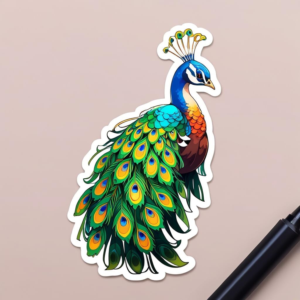 Amazon.com: Cute Peacock Water Bottle Stickers for Kids Teens 2in ...