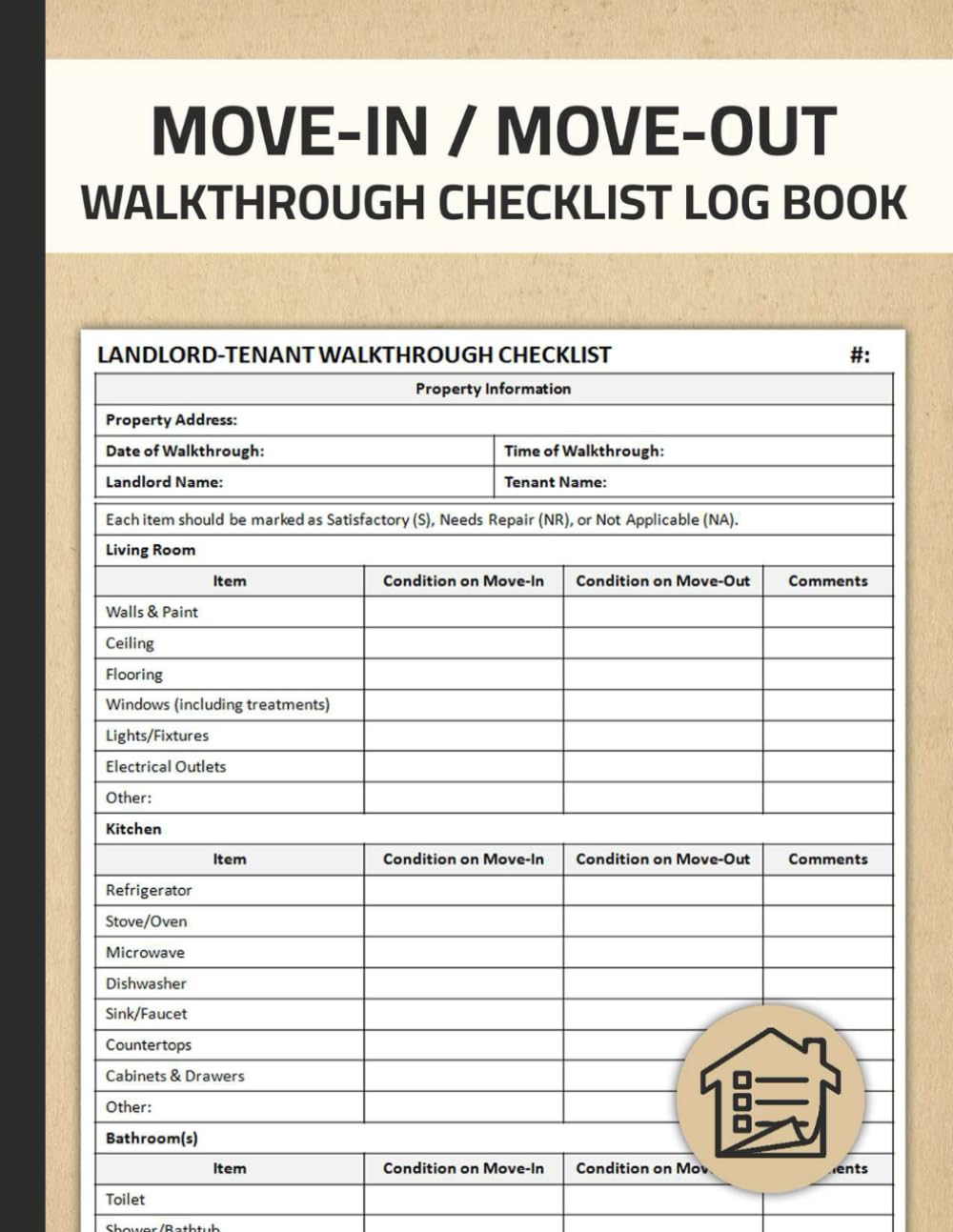 Move-In / Move-Out Walkthrough Checklist Log Book: Apartment / House ...