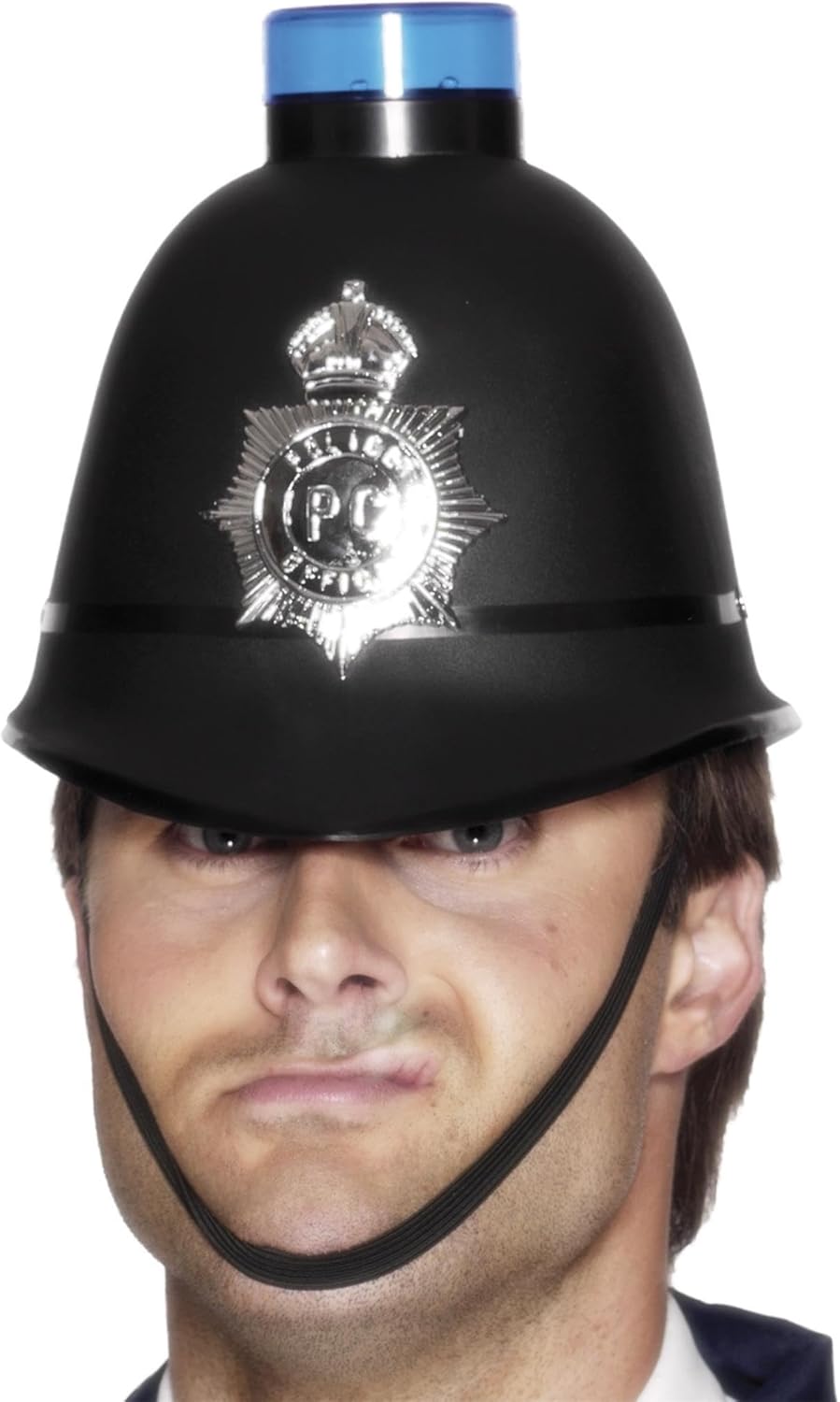 Smiffys Police Helmet with Flashing Siren Light, Black , Cops & Robbers ...