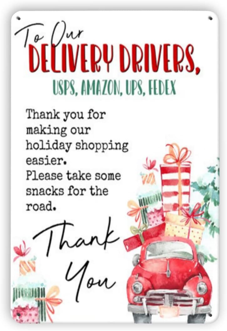 Amazon.com: Metal Delivery Sign - Driver Thank You Package Sign - 8 x ...