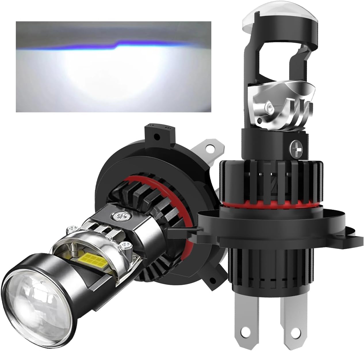 H4 H19 9003 HB2 HS1 LED Bulb Mini Projector Lens for Left-Hand Drive 20000Lm 6500K White Light ...