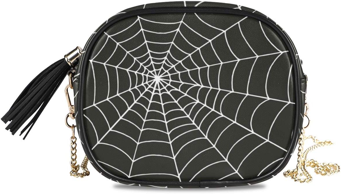 ALAZA Women's White Spider Web on Black Fashion Purses Bag with Metal ...