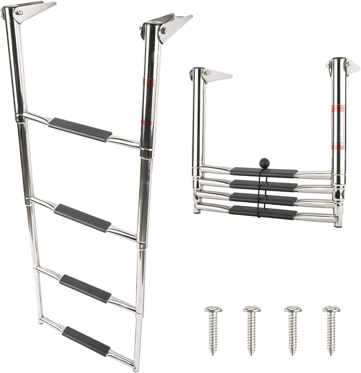 Amazon.com: DasMarine 4 Step Extra Wide Ladder,Stainless Steel ...