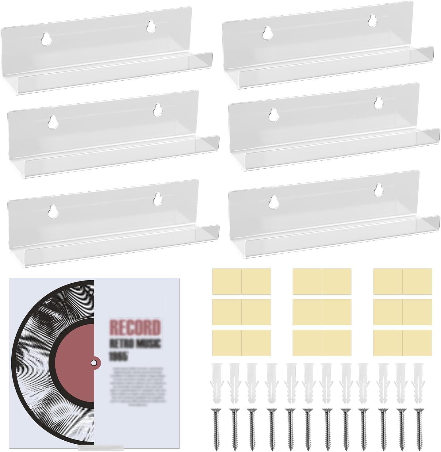 Amazon.com : 6pcs 7in Vinyl Record Wall Mount, Clear Acrylic Album ...