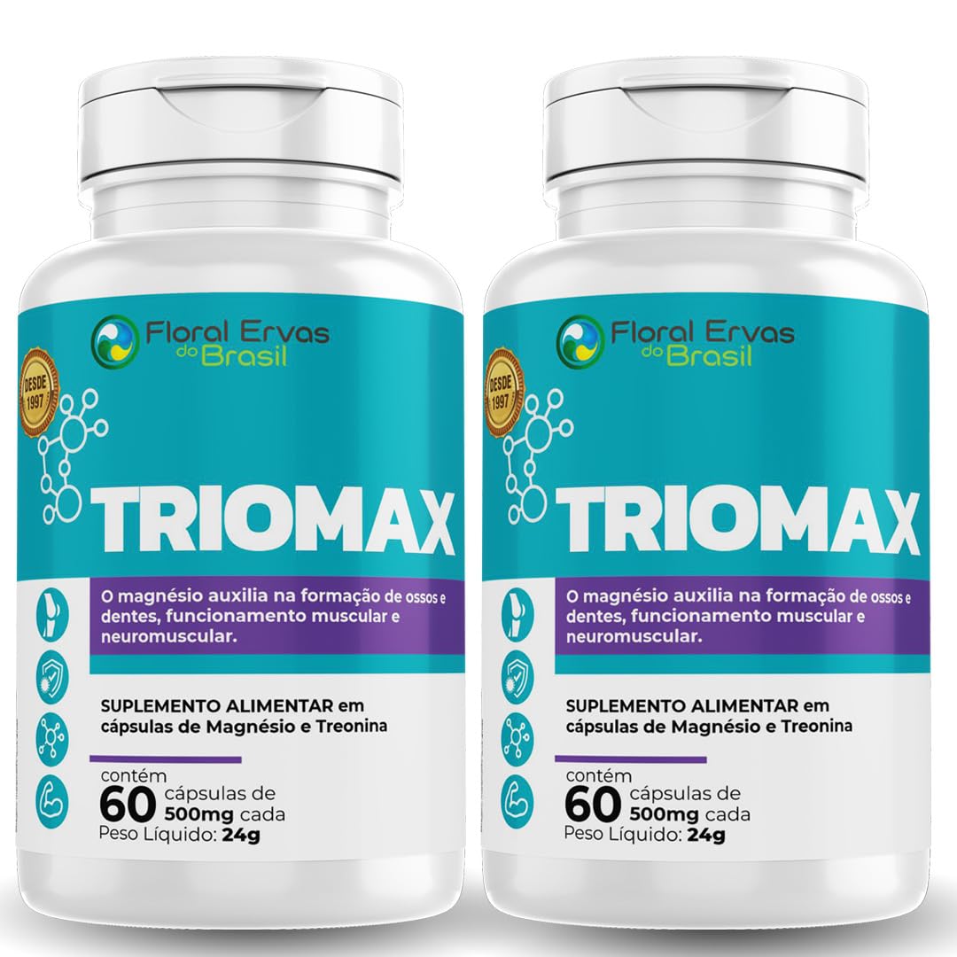 Triomax Treonato 2x 60 Cáp Magnésio Dimalato Cloreto Quelato | Amazon ...