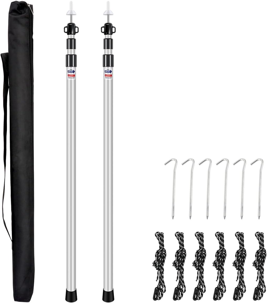 Tent Poles, LAMA [2Pack 90-230cm] Telescoping Camping Pole with 6 Tent ...