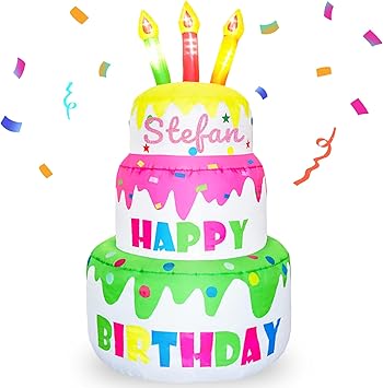 Amazon.com: DearSun 4FT H Personalized Inflatable Happy Birthday Cake ...