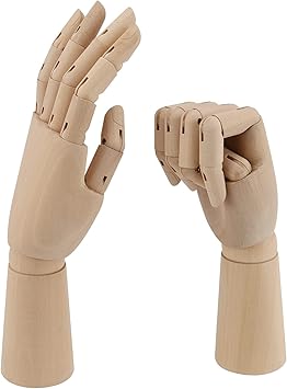 Amazon.com: JEUIHAU 2 PCS 12 Inches Wooden Hand Model, Left and Right ...