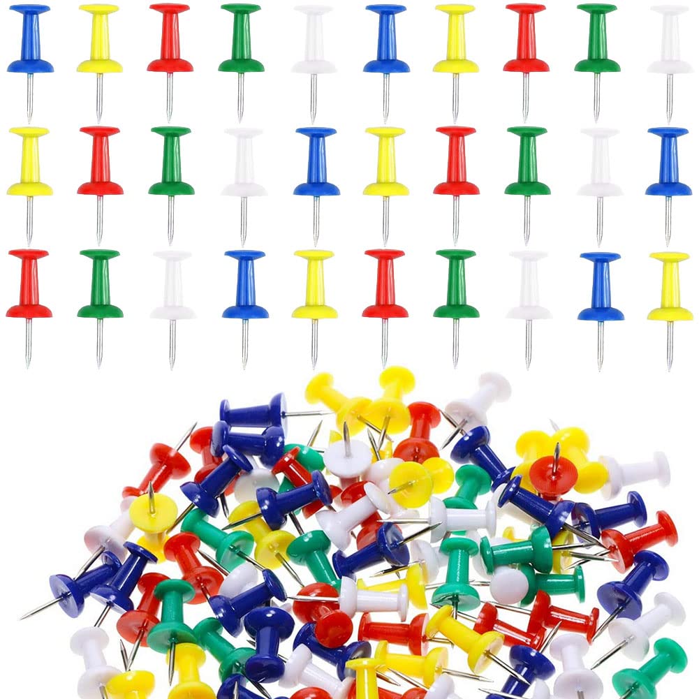 Buy Push Pins, 0.9 Inch Multi-Color Thumb Tacks, Plastic Marking Pins ...