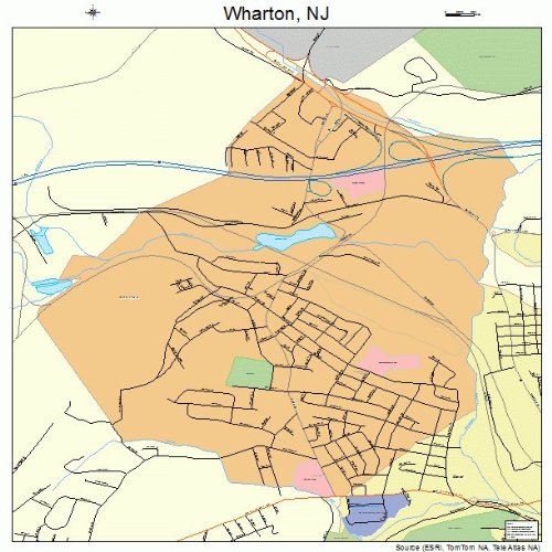Large Street & Road Map of Wharton, New Jersey NJ - Printed poster size ...