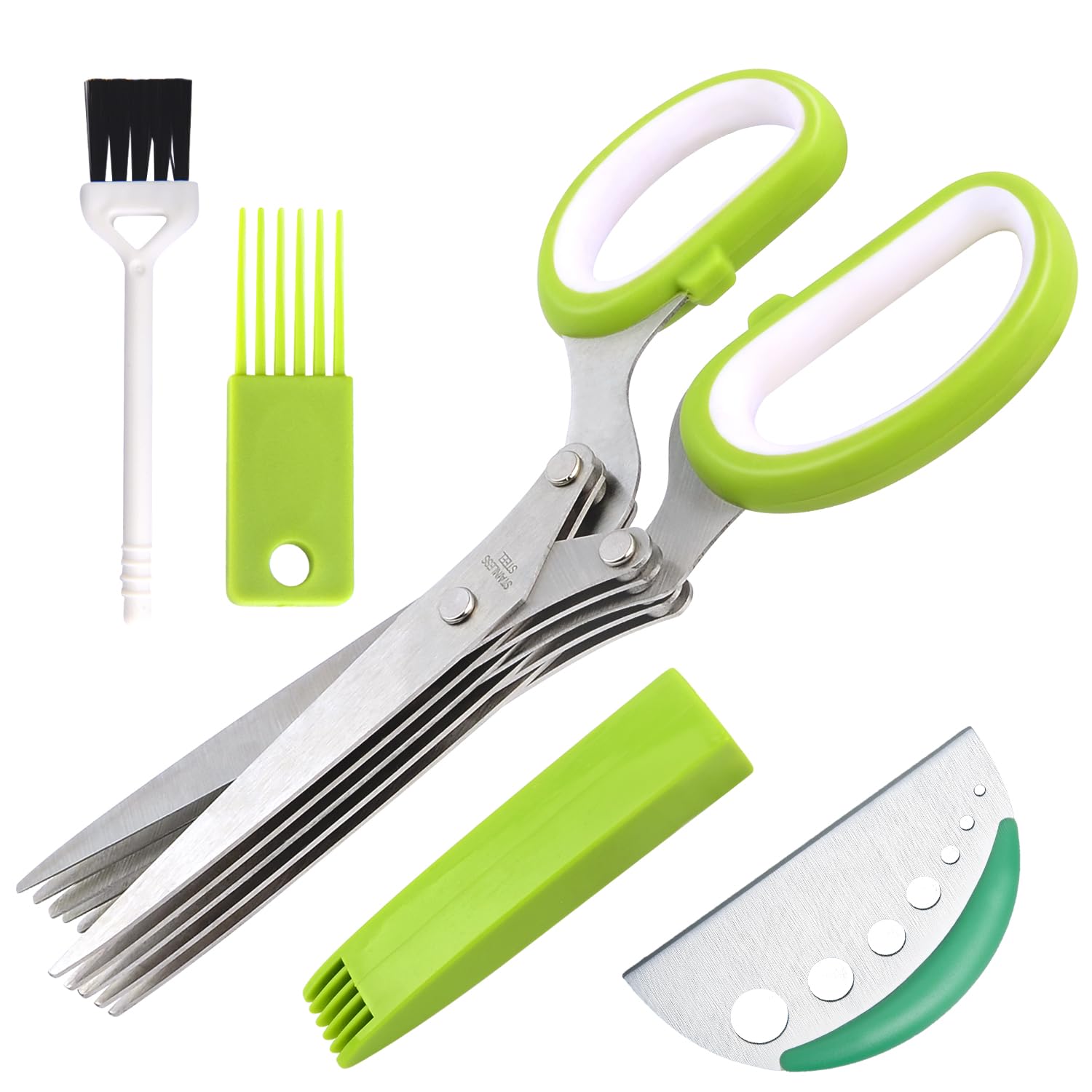 Amazon.com: Kyoryuger Herb Scissors 5 Blade Kitchen Salad Scissors Set ...