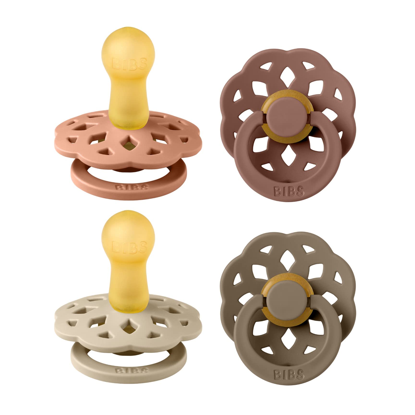 BIBS Boheme Soother 4-Pack. BPA Free Dummy Pacifier, Round Nipple ...