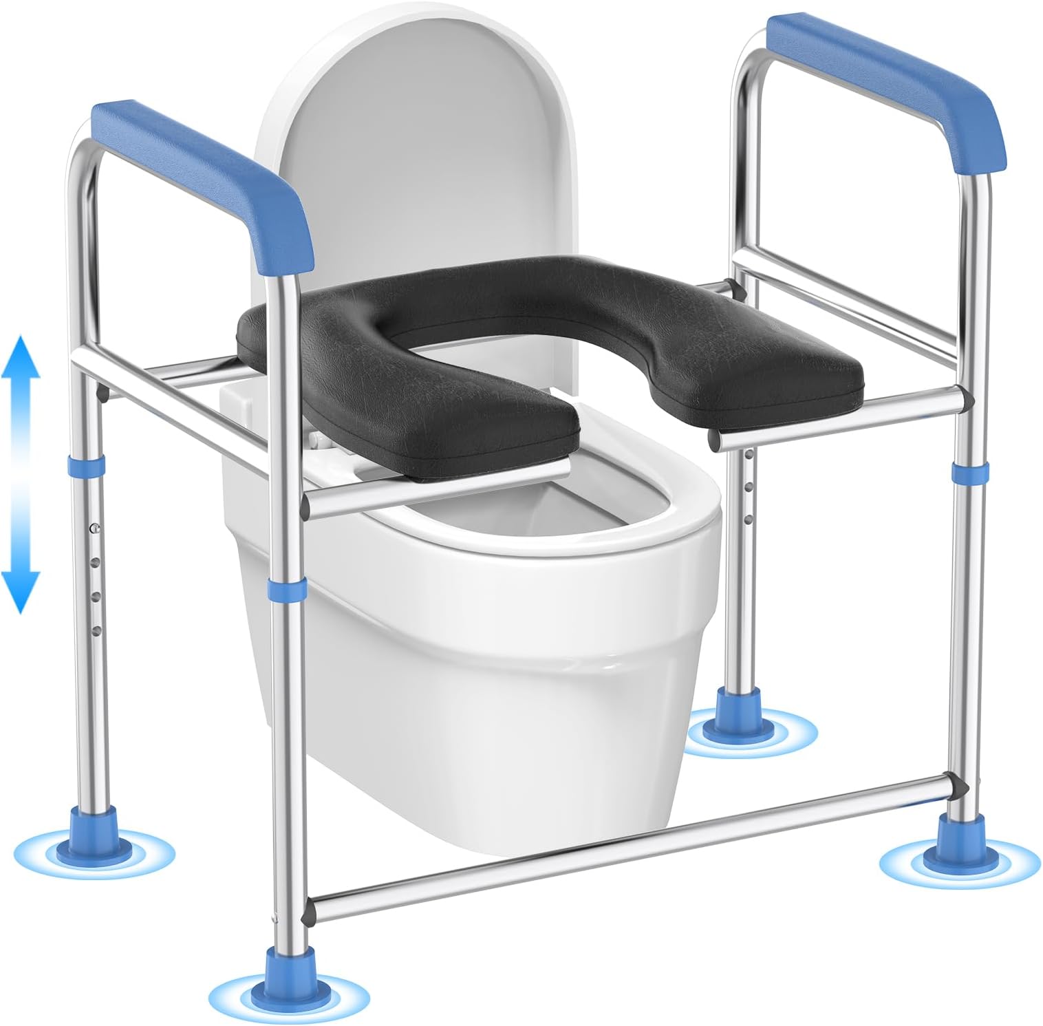 Elongated Aazon.co: Raised With Handles, 350lbs 7 Adjustable Height ...