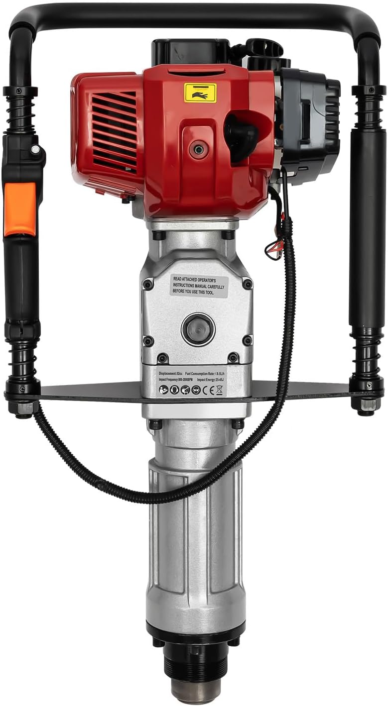 VPABES Gas Powered Pile Driver Hammer, 2 Stroke 52CC 2.3HP T Post ...