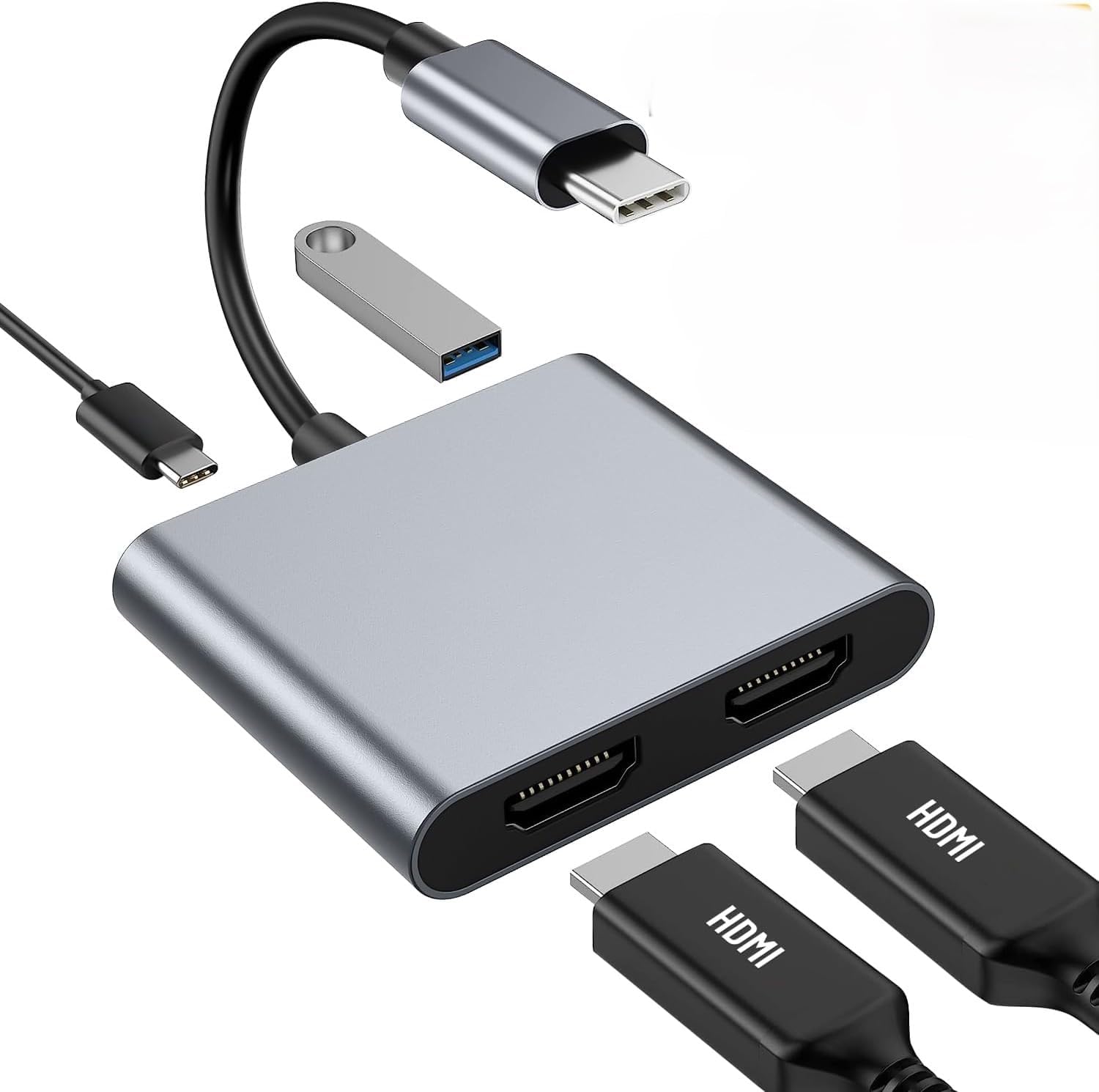 Amazon | USB C HDMI 変換アダプター デュアル HDMI Type-C マルチディスプレイアダプタ 3画面 4-in-1 ...