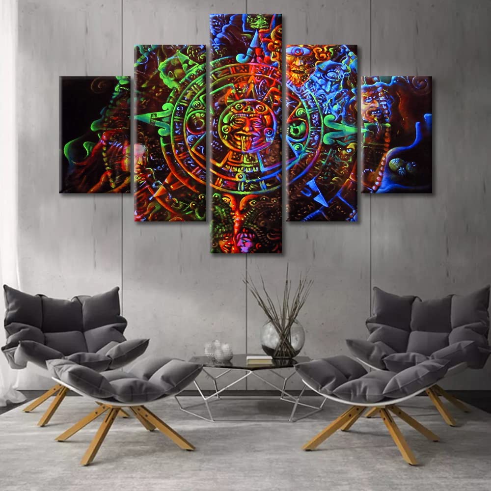 Amazon.com: TUMOVO 5 Panels Mexico Pictures for Living Room Mayan ...