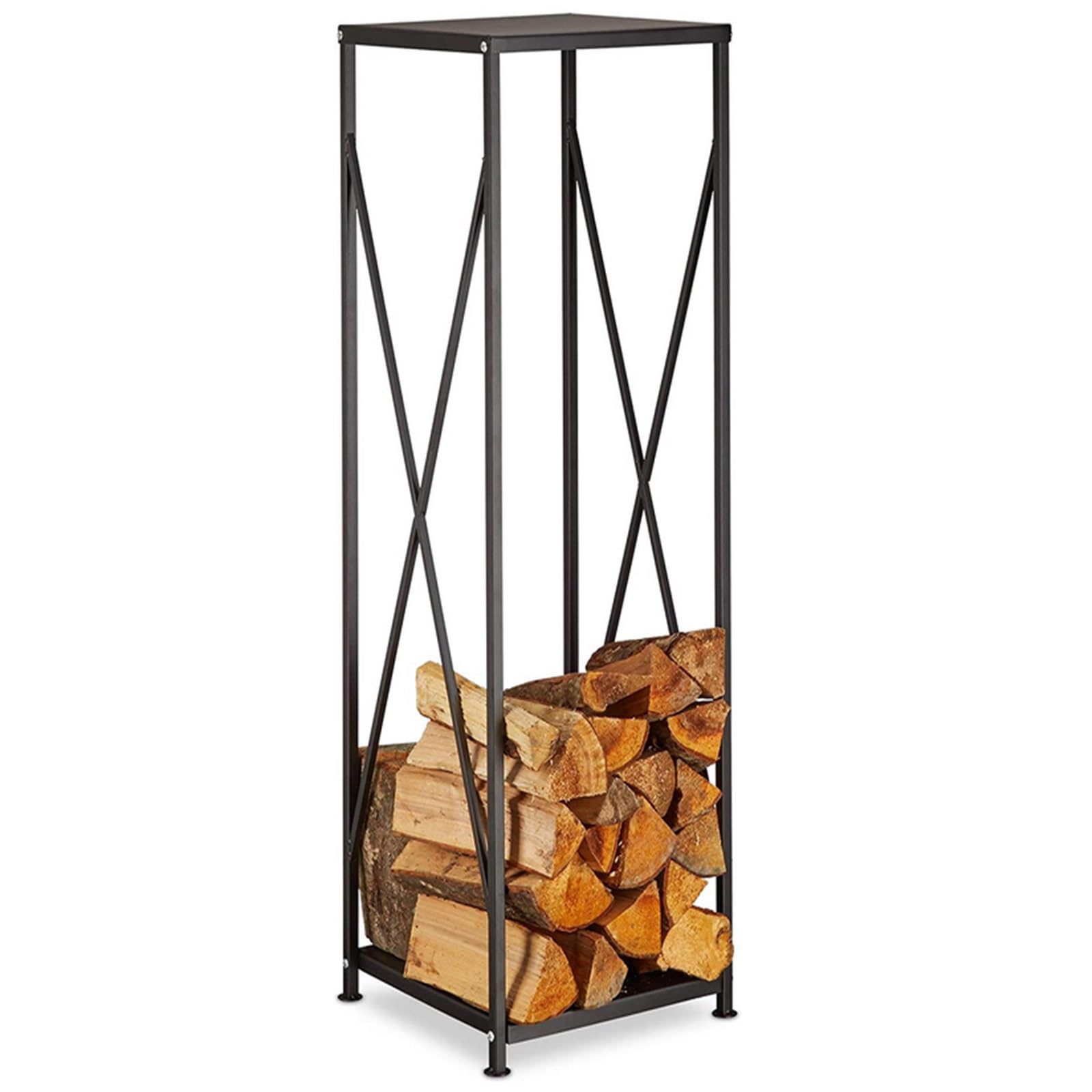 Gr8 Garden Large Black Metal Steel Firewood Rack Log Storage Holder ...