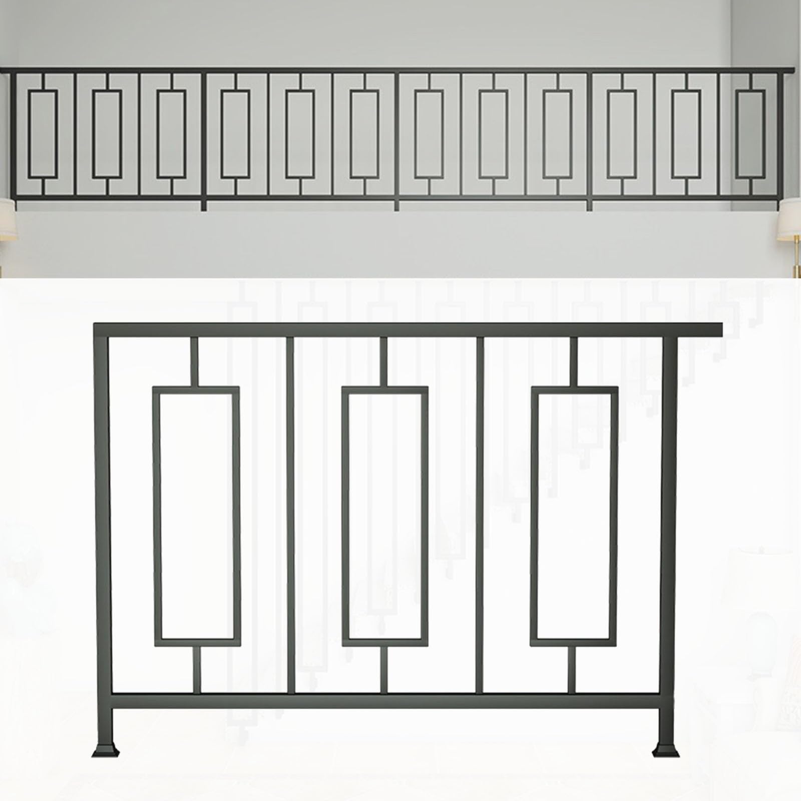 Metal Guard Rail Kit with Balusters And Brackets, Tall 39 31 24 Inch ...