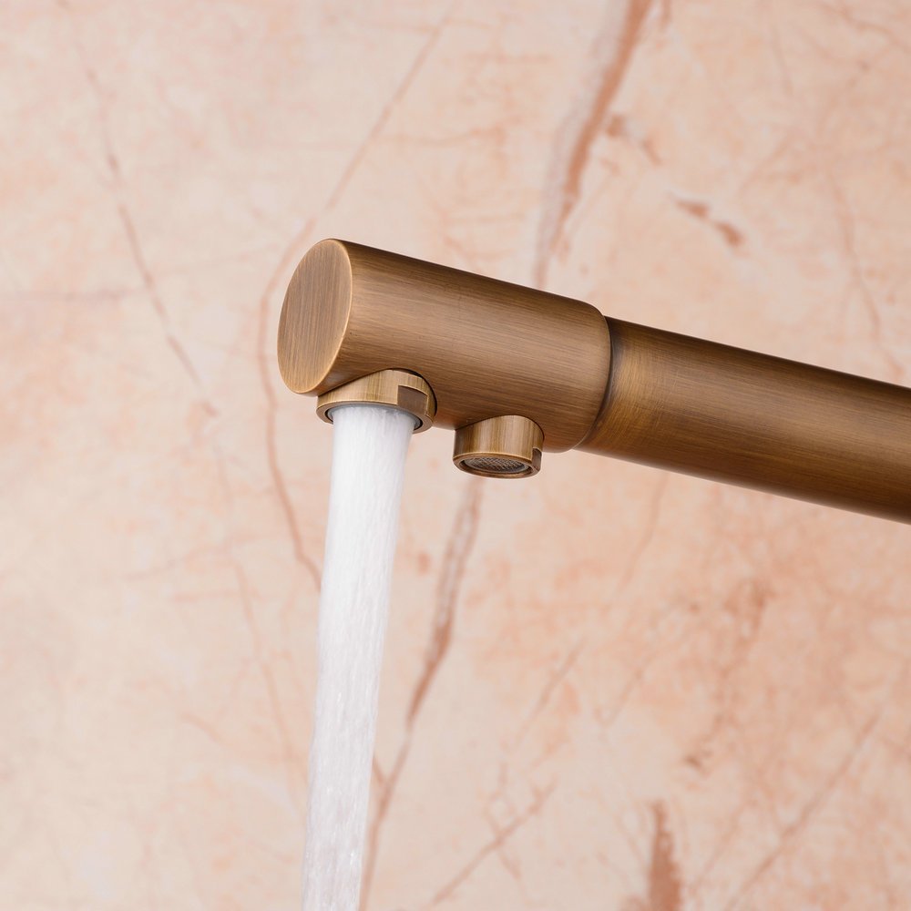 Hiendure Antique Brass Purified Water Outlet Kitchen Sink Faucet with ...