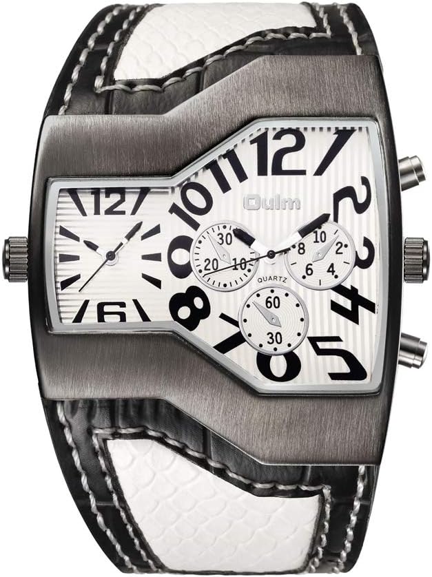 Amazon.com: Oulm Men Military Sports Watch Dual Movt Quartz Wristwatch ...