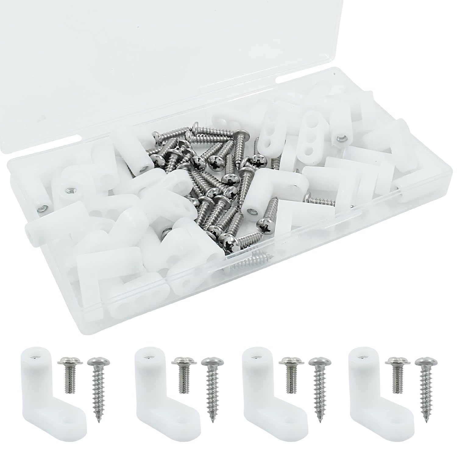 Murtenze 30 Pcs PCB Board Mounting Feet with Screws, White L Shape PCB Spacer Circuit Board ...