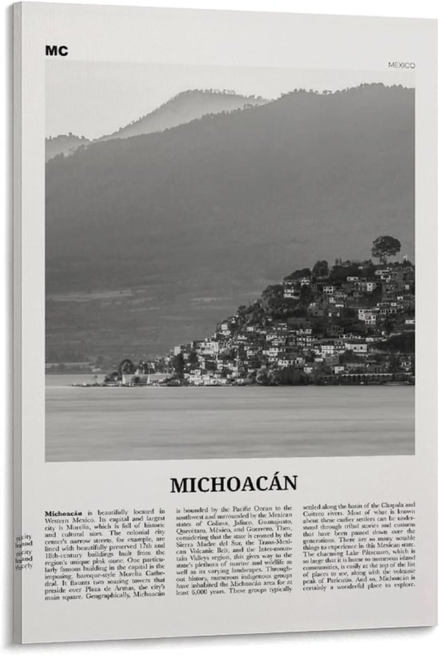 Amazon.com: Impresión de Michoacán en blanco y negro, arte de pared de ...