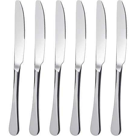 FOXAS Set of 6 Steak Knives Table Knives, Stainless Steel Dinner Knives ...