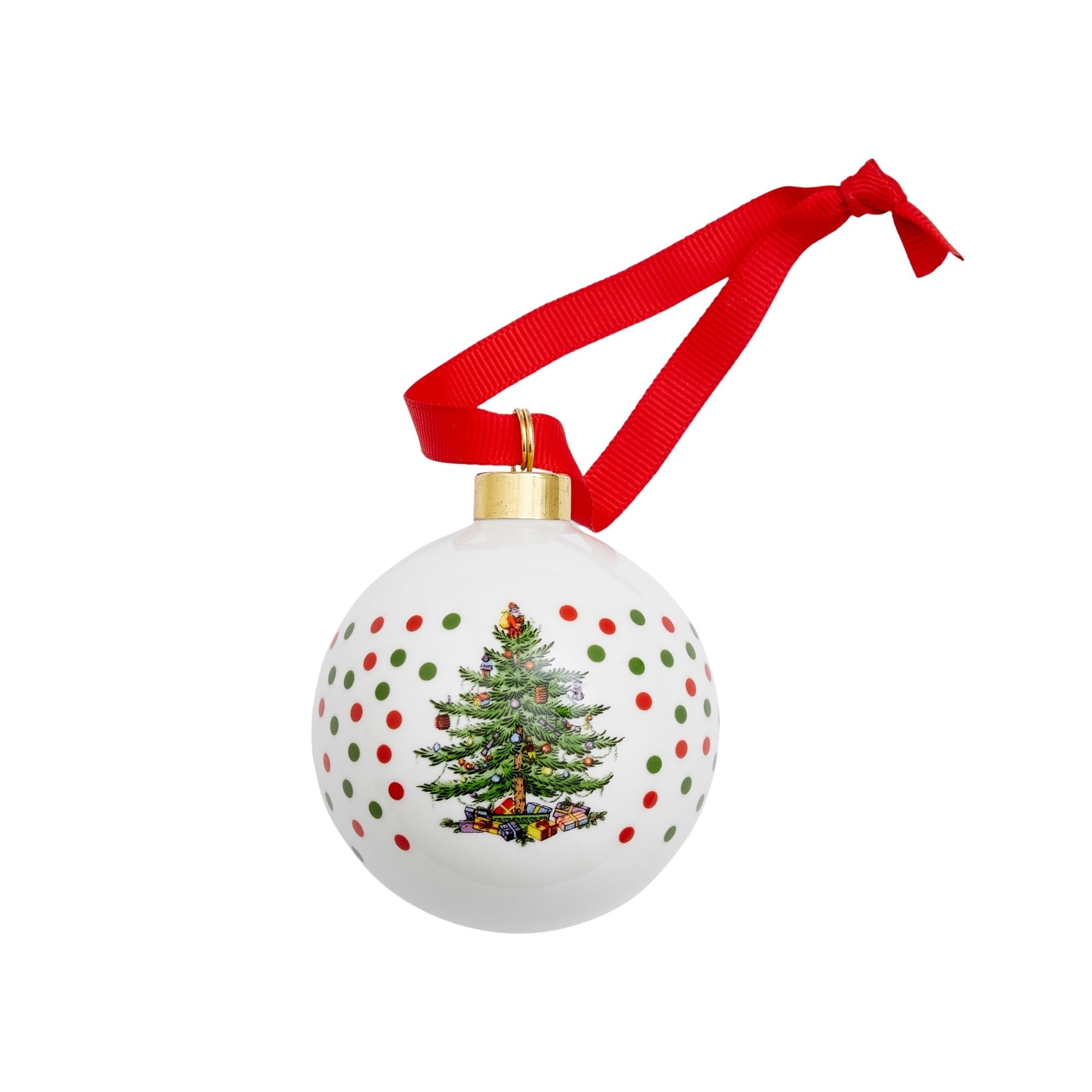 Amazon.com: Spode Christmas Tree Polka Dot Bauble - Festive Porcelain ...