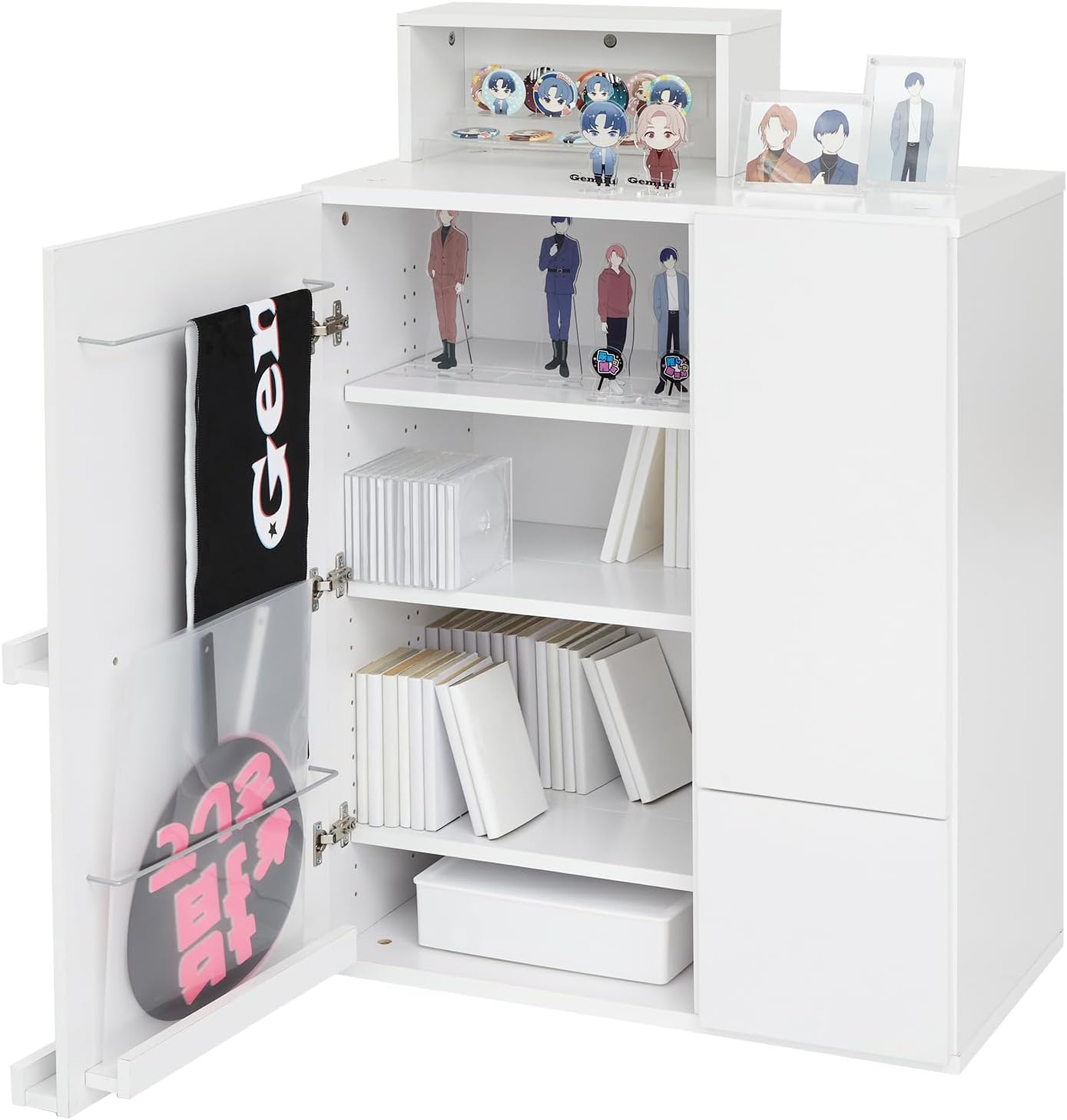 Amazon｜LOWYA ロウヤ 推し活収納 推し活 グッズ収納 本棚 コミックラック 薄型 スリム 大容量 幅75cm 白 ホワイト｜本棚 オンライン通販