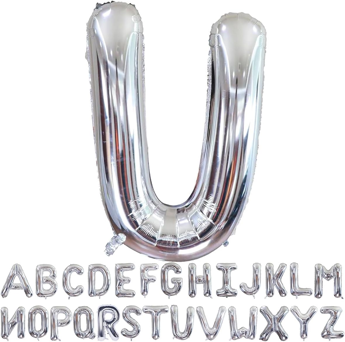 Amazon.com: Silver Letter U Balloons 40 inch Large Alphabet U Balloons ...