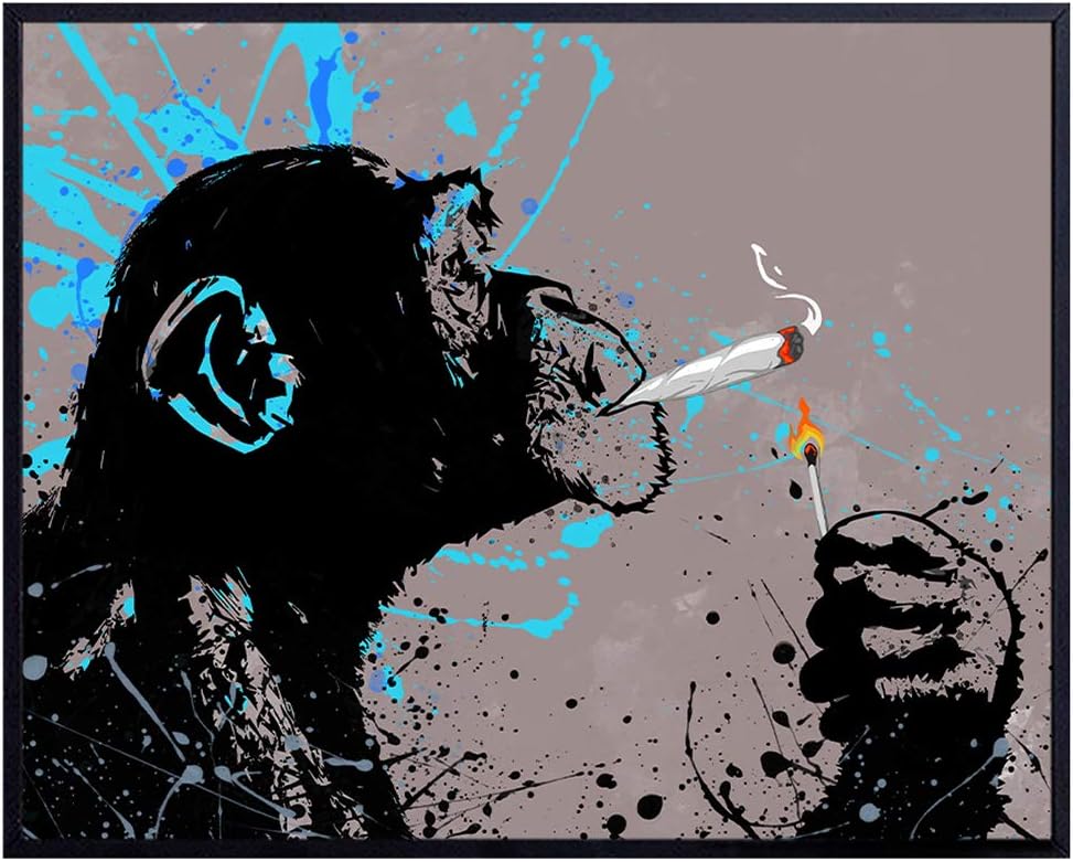 Amazon.com: Original Marijuana Art - Pot Smoking Chimp - 8x10 Cannabis ...