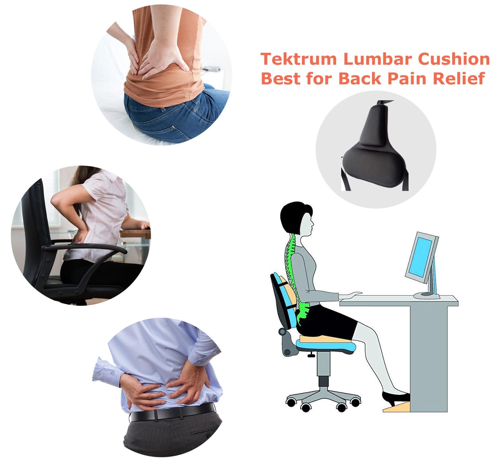 Snapklik.com : Tektrum Orthopedic Firm Gel Foam Back Support Lumbar ...