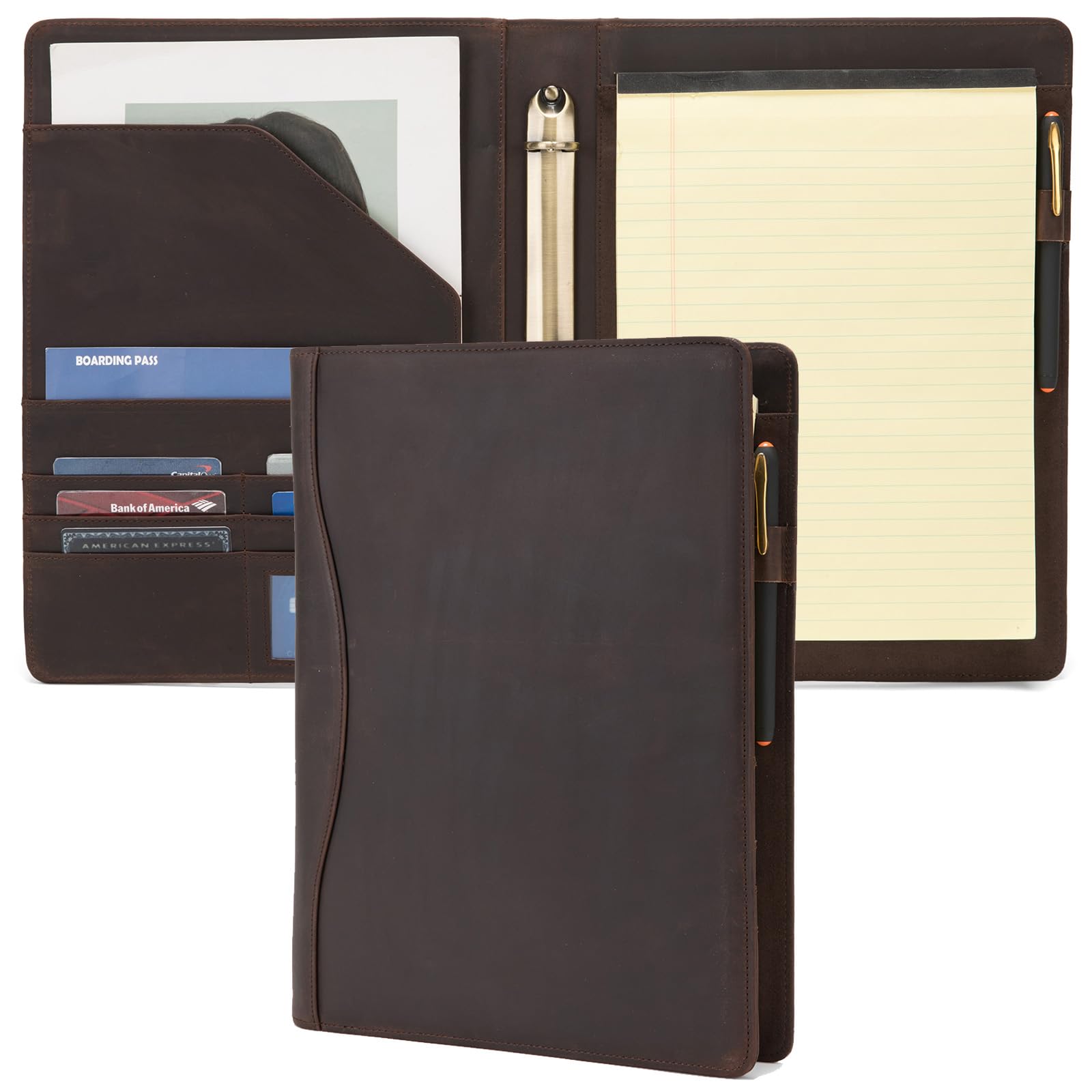 Amazon.com : Geslun Genuine Leather Portfolio Binder 3 Ring, Padfolio ...