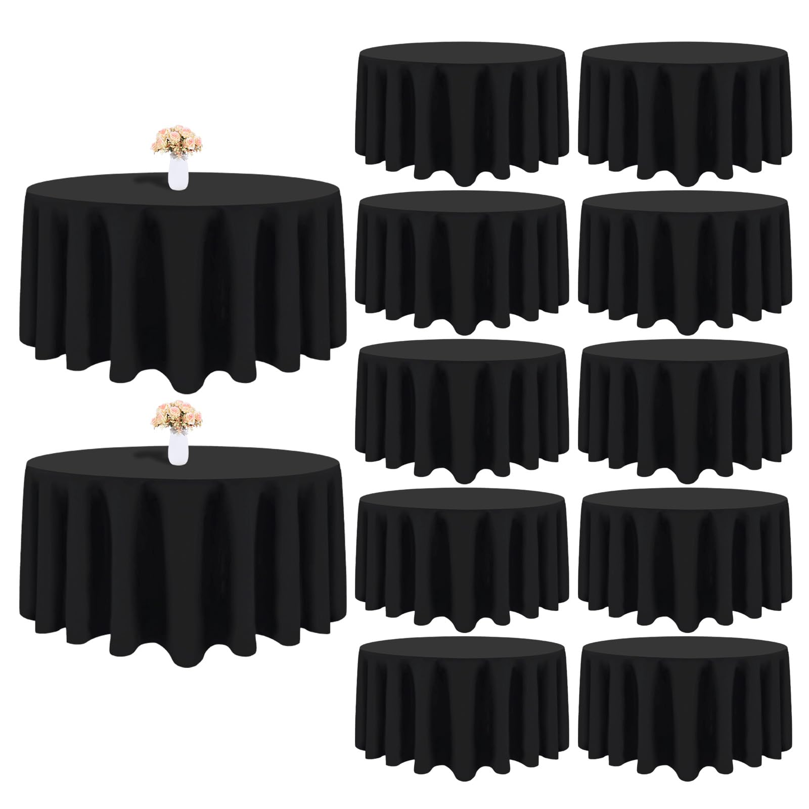 Amazon.com: 12 Pack Black Round Tablecloth 90 Inch Black Table Cloth ...