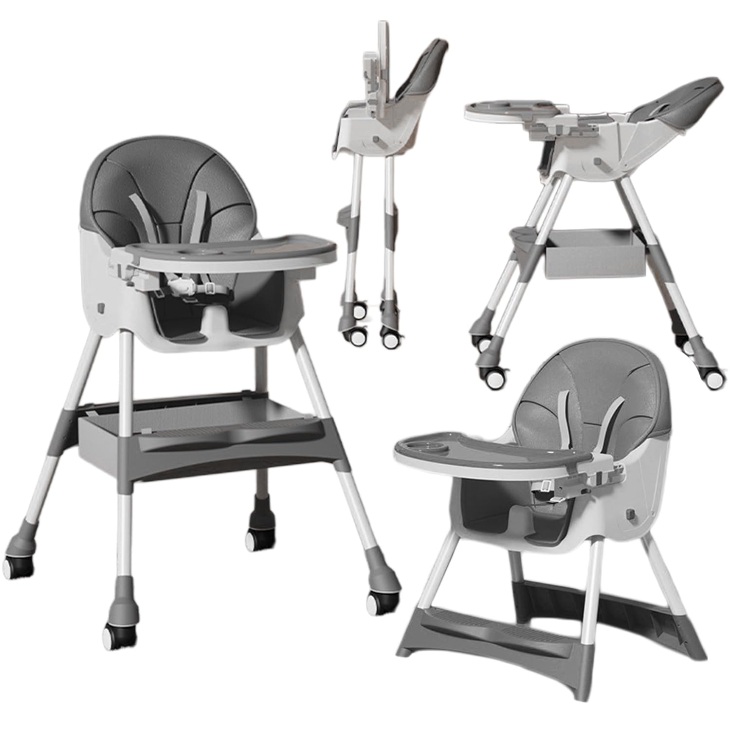 Baby High Chair,Foldable Portable Highchair,3 Recline Positions ...