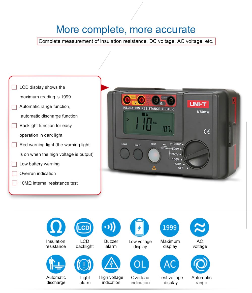 Snapklik.com : UNI-T UT501A UT501B UT502A Insulation Earth Ground ...