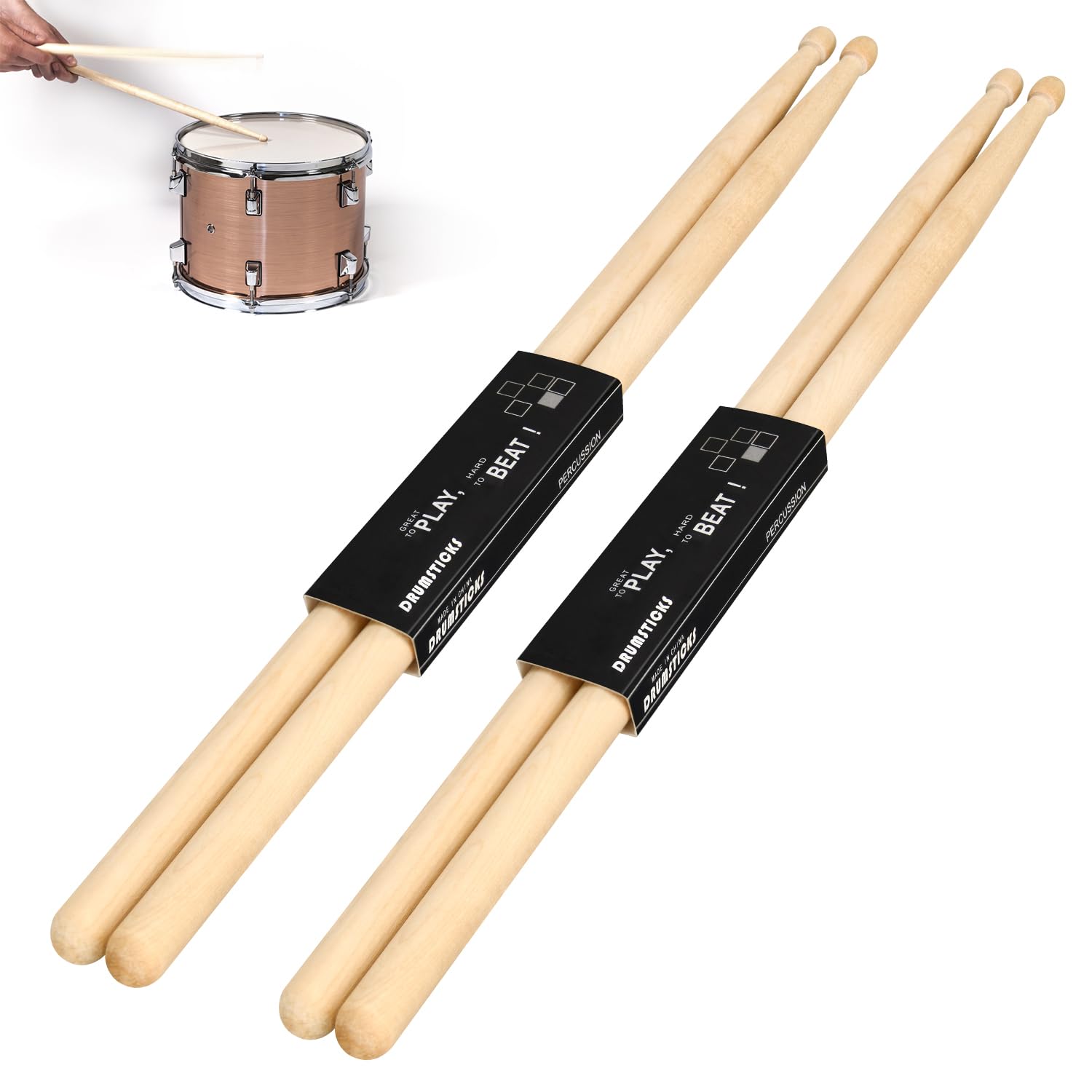 Amazon.com: 2 Pairs Drum Sticks, 7A Drum Sticks, Oval Wood Tip Drum ...