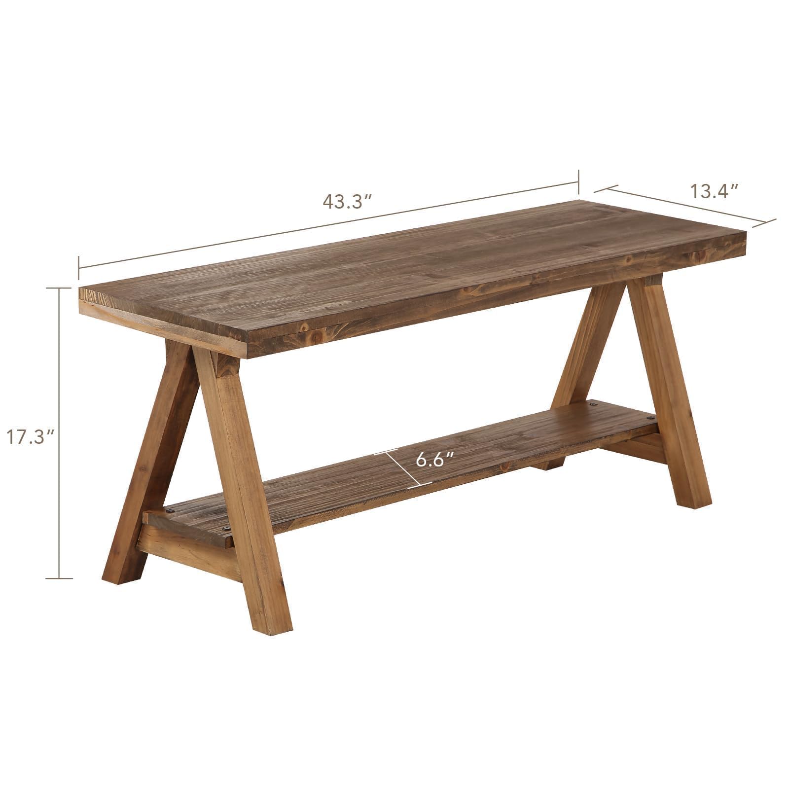 Snapklik.com : 43" Farmhouse Wood Bench, Long Rustic Indoor Storage ...