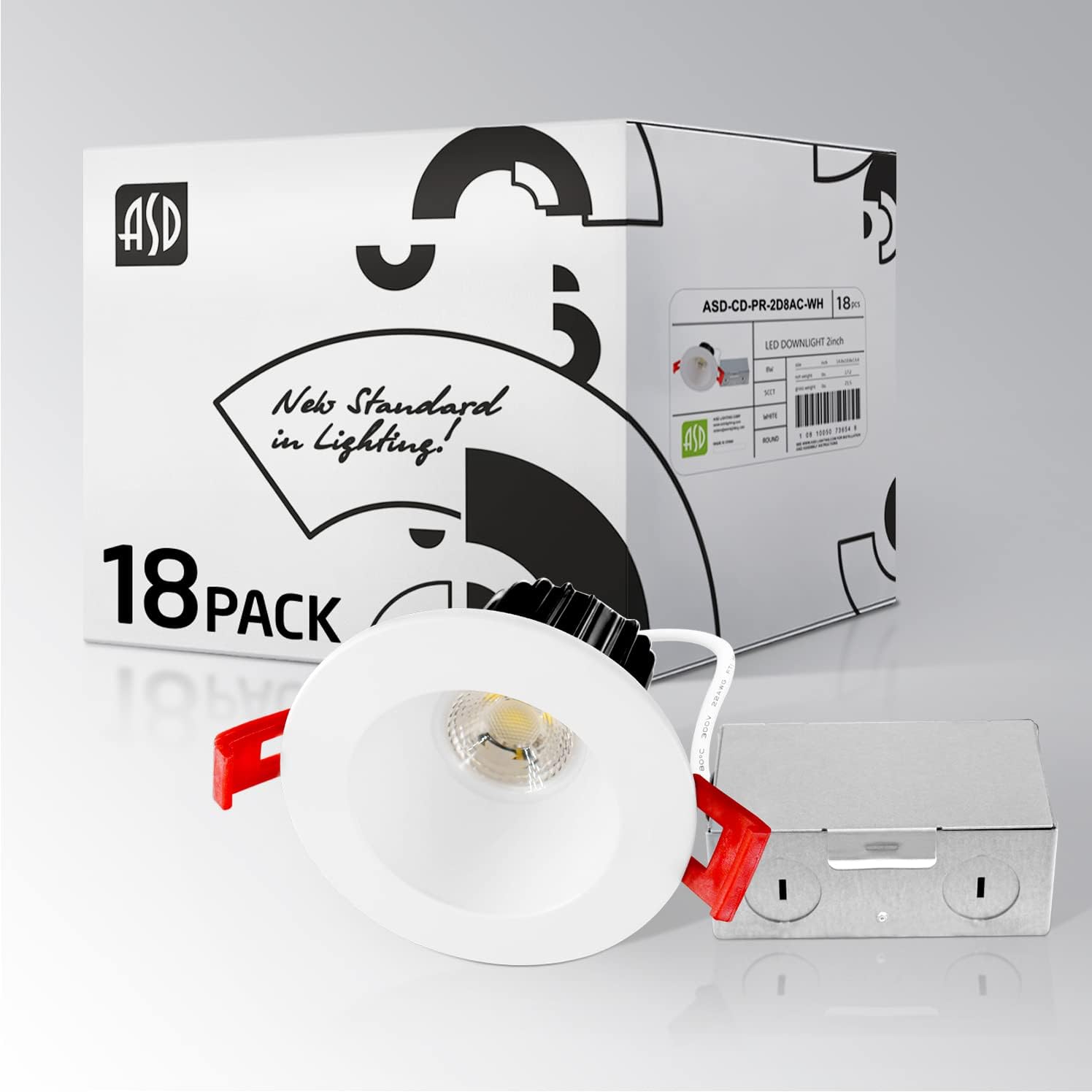 ASD 2 Inch Recessed LED Lighting, 8W 120V Downlight, 5 CCT 2700K-5000K ...