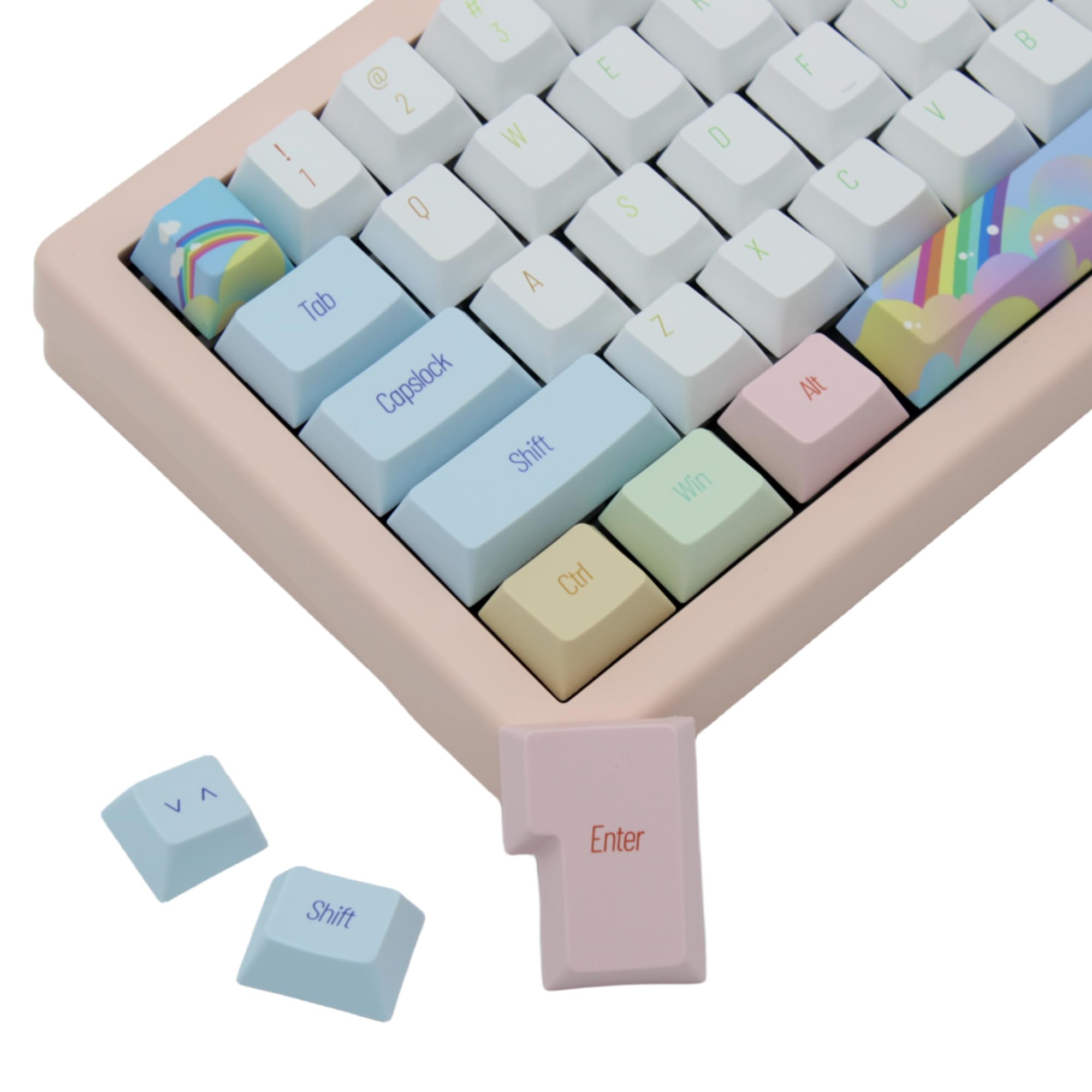 Comokifuly PBT Dye Sublimation Keycaps Cute Rainbow Keycaps UK Keycap ...