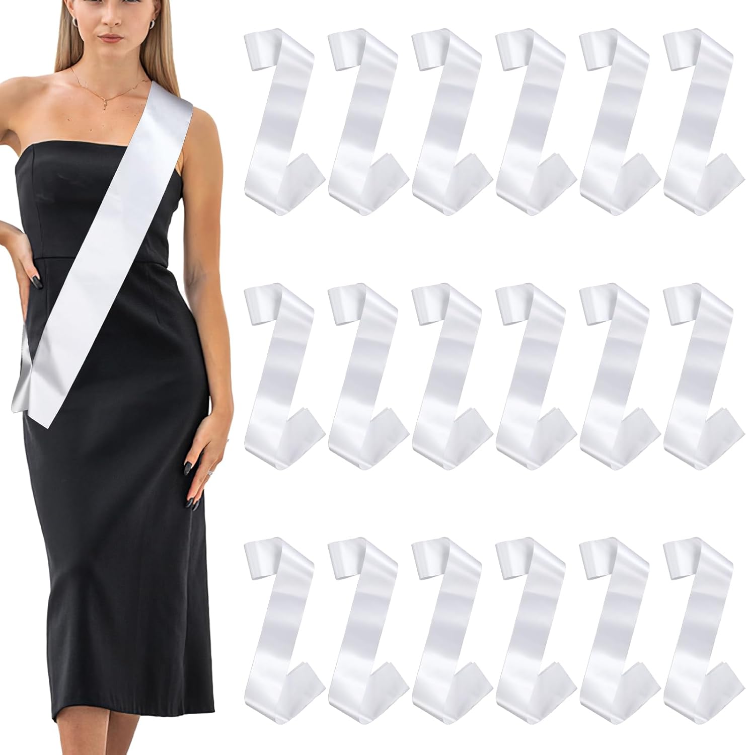 Amazon.com: DIVINA VITAE 25 Pcs Blank Sash White Sashes Blank Plain ...
