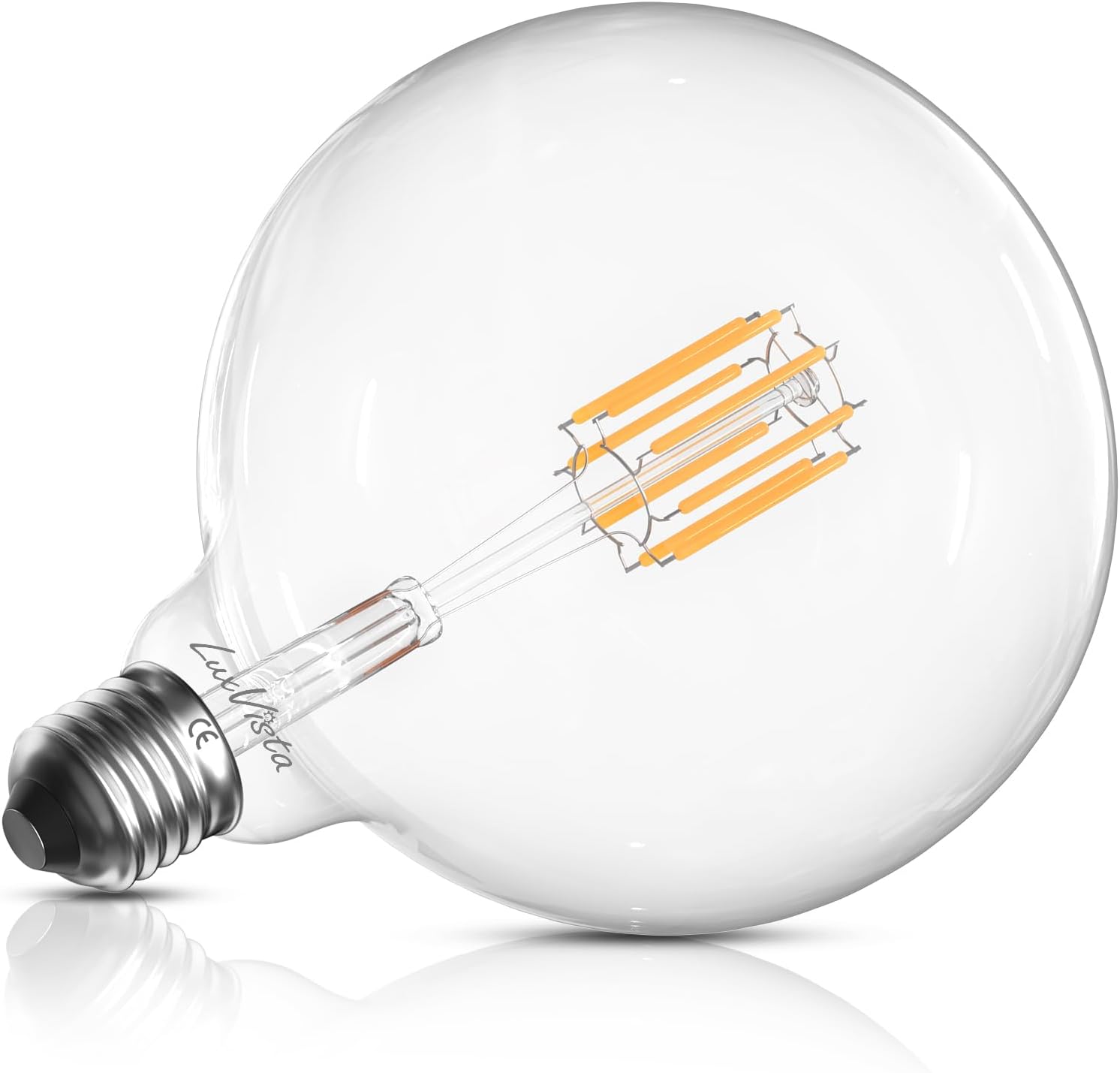Luxvista E27 Globe Bulb Dimmable, G125 LED Filament Bulb Cool White ...