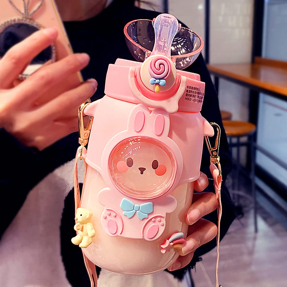Amazon.com: GMKD Kawaii Water Bottle Cute Water Bottles with Straw ...