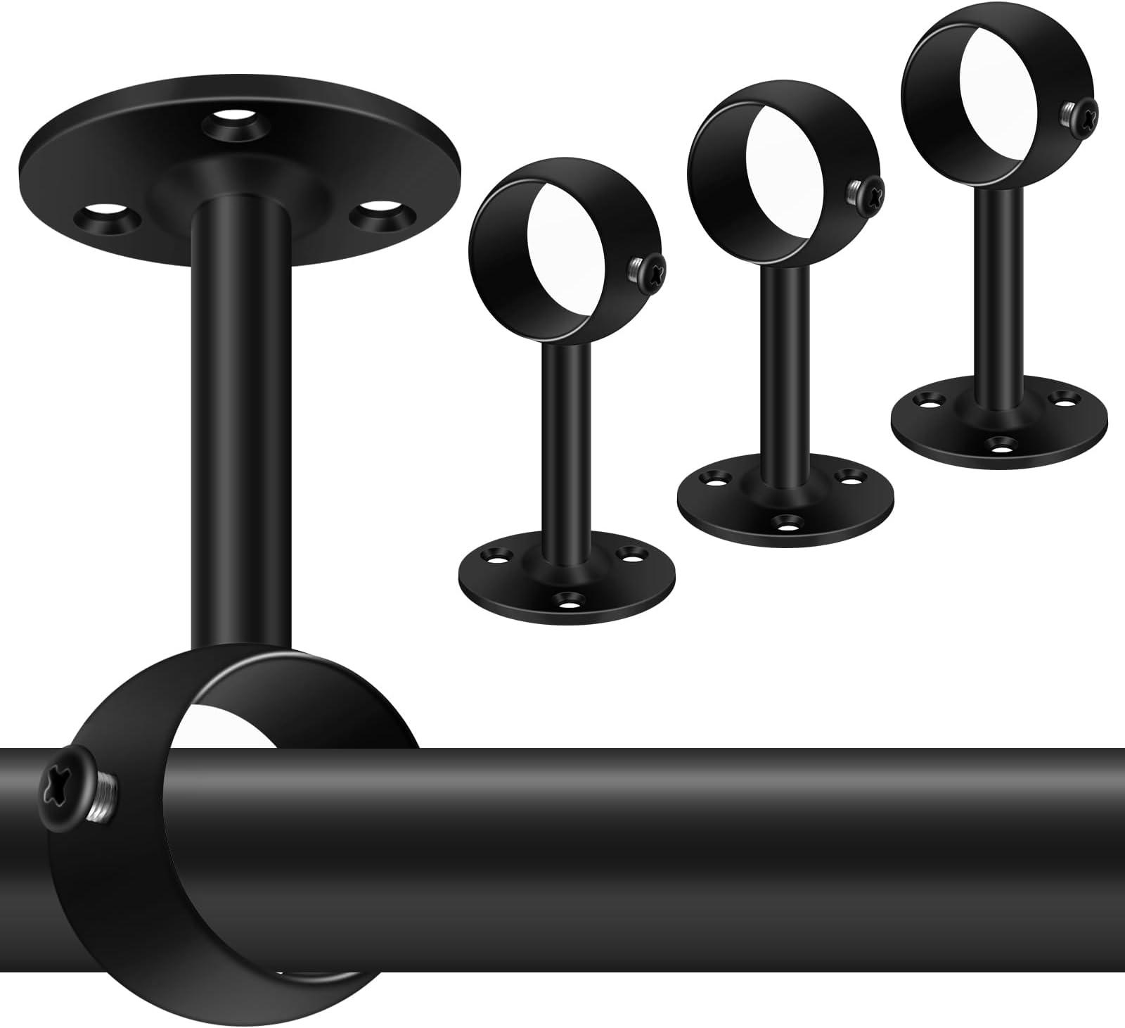 Ceiling Curtain Pole Brackets, 25mm/1 Inch Curtain Pole Holder Silver ...