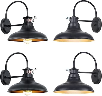 2 Packs Motion Sensor Barn Lights & 2 Packs Dusk to Dawn Sensor Barn ...