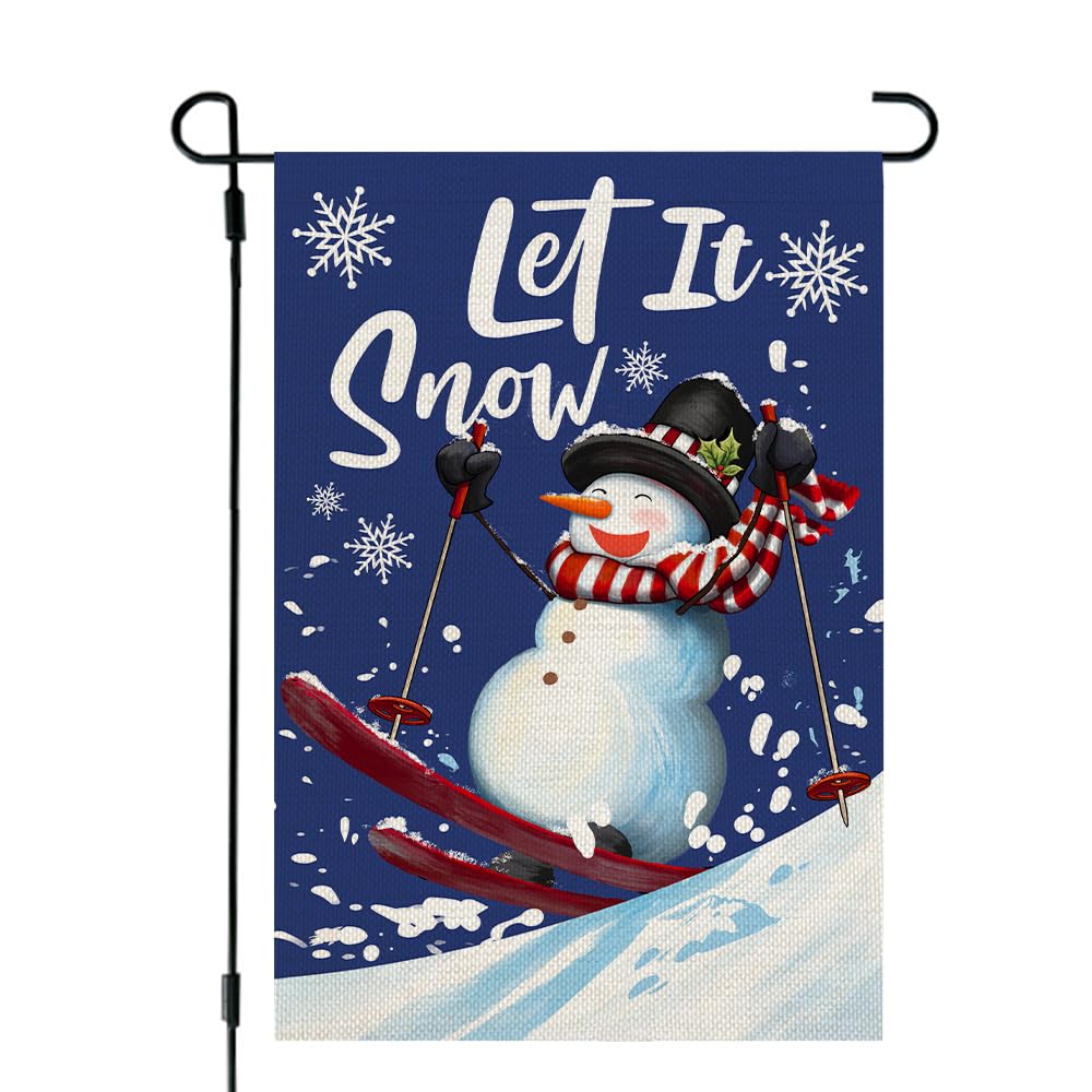 Amazon.com : CROWNED BEAUTY Winter Snowman Garden Flag Let it Snow ...