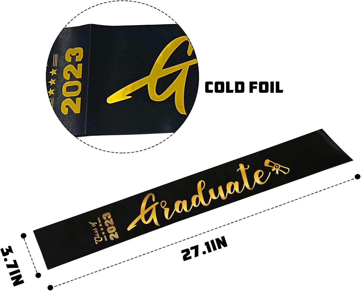 PYQWA Banda de graduación de clase 2023, purpurina dorada finalmente ...