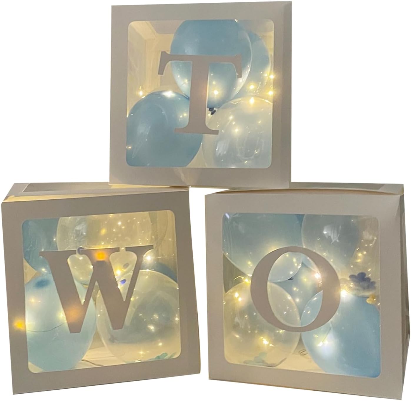 Amazon.com: Two Birthday Balloons Boxes,2nd Transparent White Balloon ...